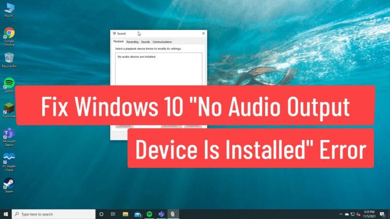 Solución al error de Windows 10: No se encuentra dispositivo de salida de audio instalado - Mundowin