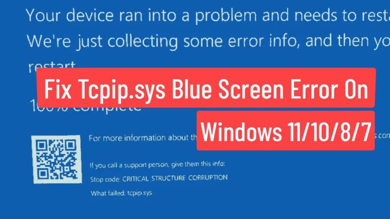 Solución para el error de pantalla azul de Tcpip.sys en Windows - Mundowin
