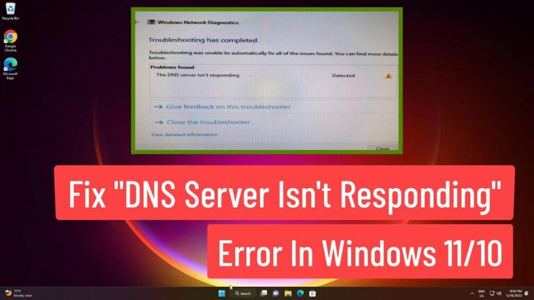 Solución error 'DNS Server Not Responding' en Windows 11/10 - Mundowin