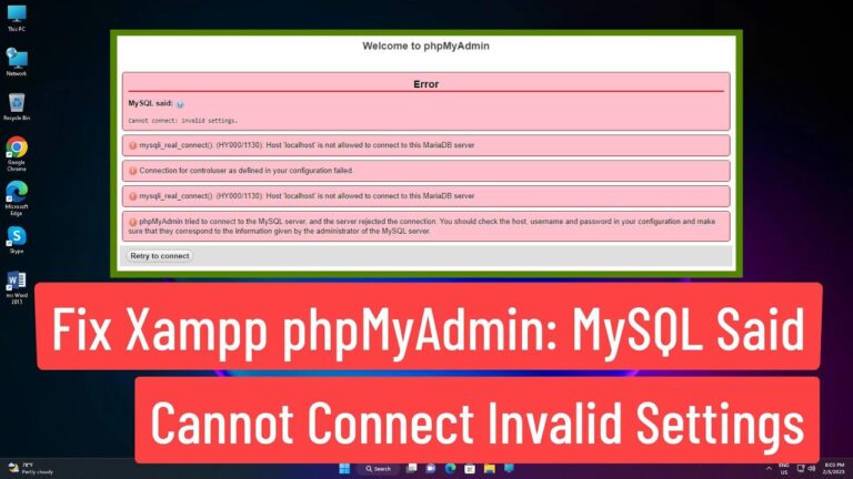Solución error de configuración de XAMPP phpMyAdmin: Cannot Connect ...