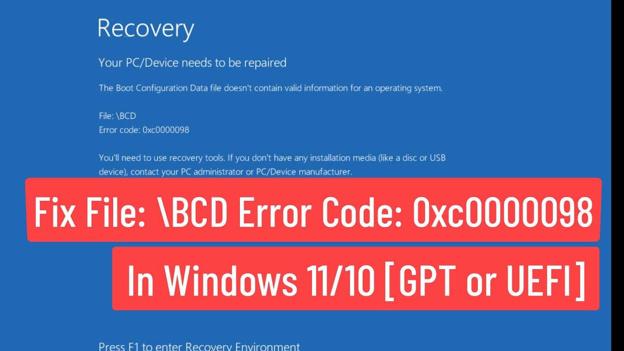 Solución al error de arranque 0xC0000098 en Windows 11/10 - Mundowin
