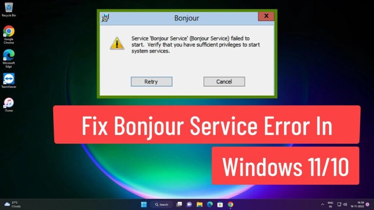 Solution to Bonjour service error in Windows 11/10 - Mundowin