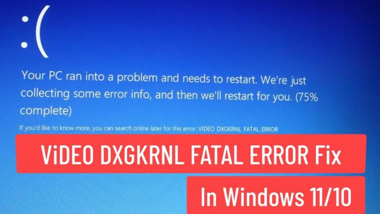 Solución al error fatal de VIDEO DXGKRNL en Windows 11/10 - Mundowin