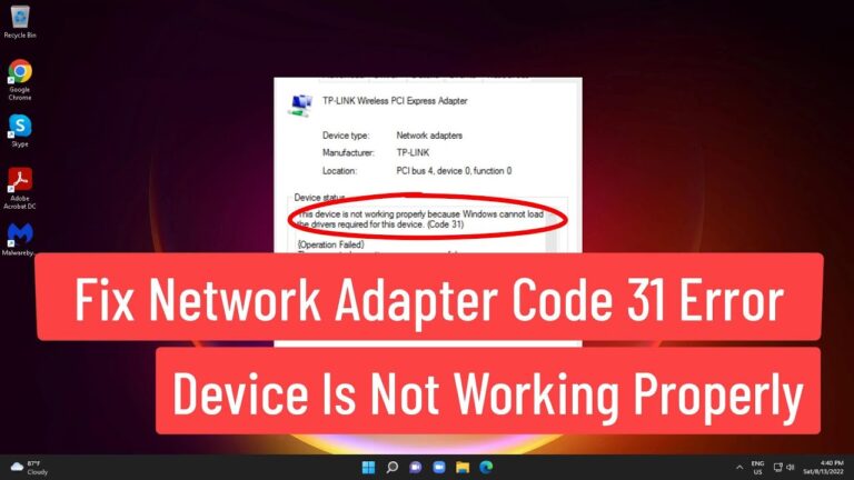 Solución al error Code 31 en adaptadores de red en Windows 11/10 - Mundowin