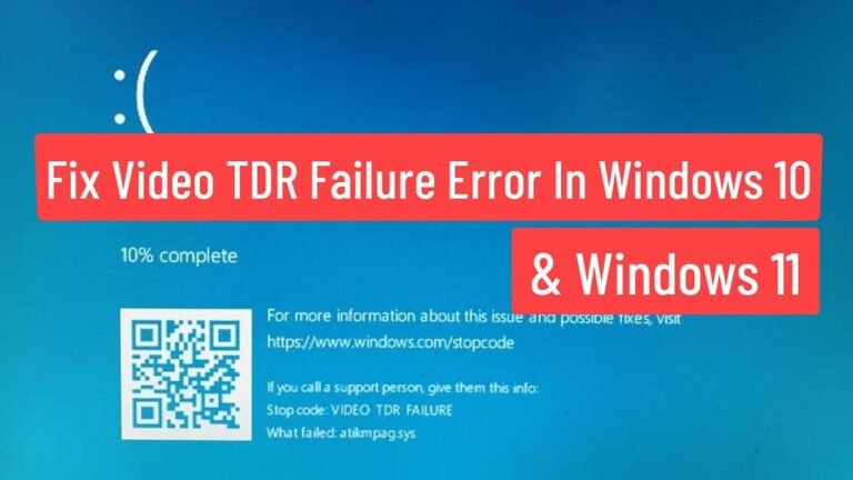 Solución al error de Video TDR Failure en Windows 10 y Windows 11 ...