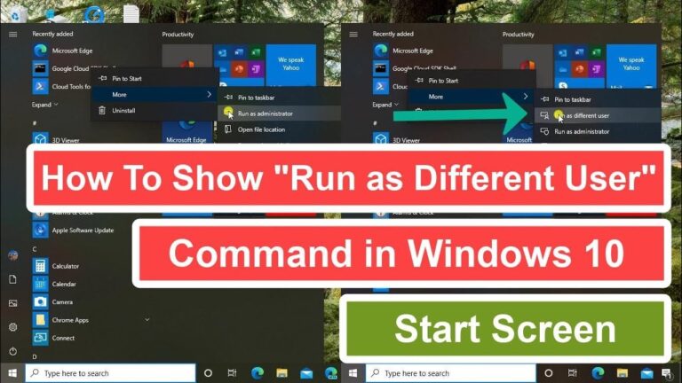 Mostrar comando 'Ejecutar como usuario diferente' en pantalla de inicio ...