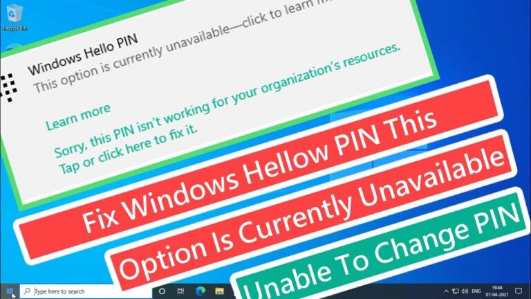 Solución error Windows Hello PIN no disponible - No se puede cambiar ...