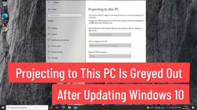 Proyección en este PC no disponible después de actualizar a Windows 10 versión 2004 / 20H2 ...