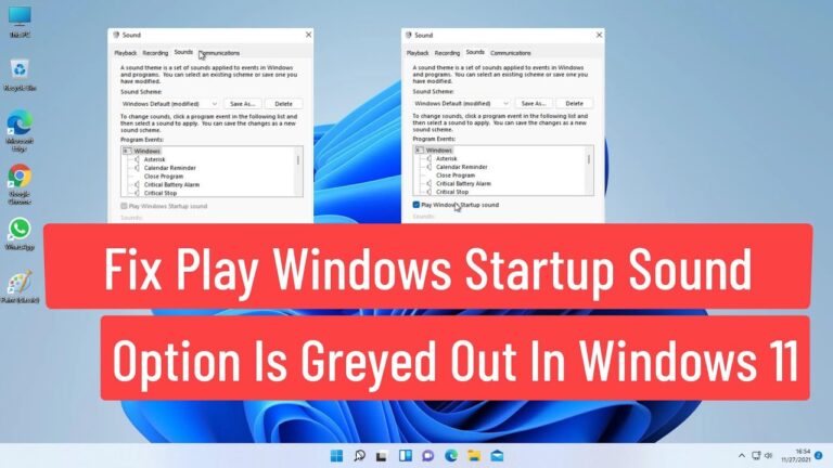 Solución: No se puede seleccionar la opción de sonido de inicio en Windows 11 - Mundowin