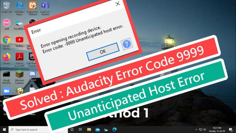 Audacity: Solución al código de error 9999 de error del host inesperado - Mundowin