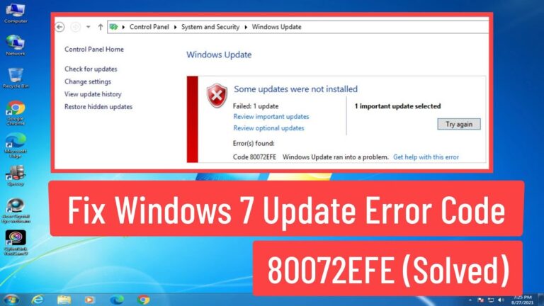 Solución para el código de error 80072EFE de Windows 7 - Mundowin