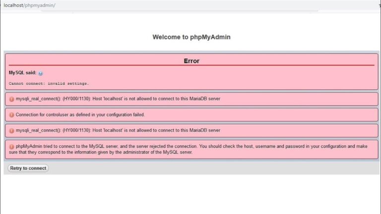 Solución al error: Host 'localhost' no está permitido conectarse a este ...