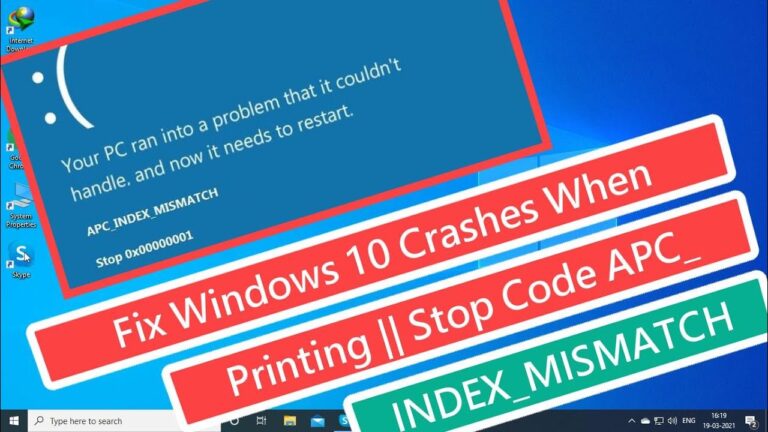 Solution | Windows 10 Print Crash: APC Index Mismatch Error Code - Mundowin