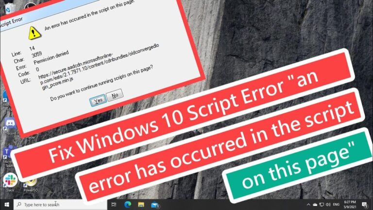Solución de error de script en Windows 10 - Mundowin