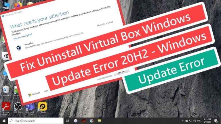 Solución error desinstalación Oracle VM Virtual Box Windows Update 20H2 - Mundowin