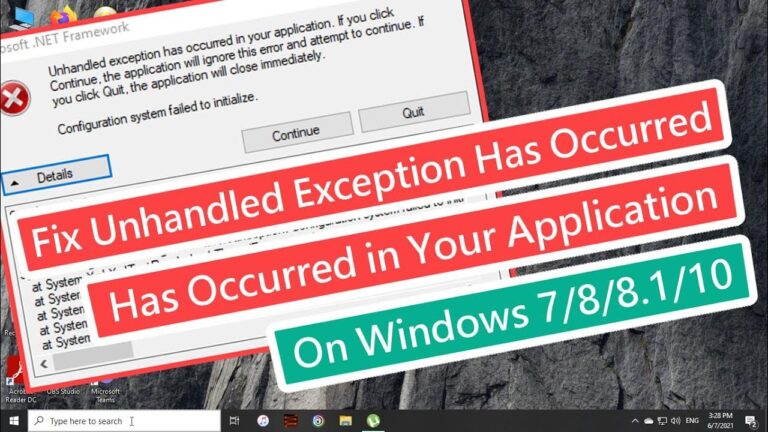 Problema Excepción No Controlada En Tu Aplicación Windows Mundowin