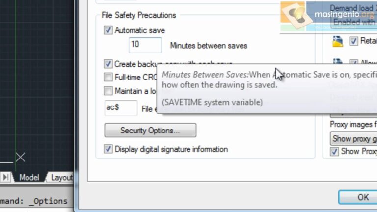 How to configure AutoCAD to save automatically - Mundowin